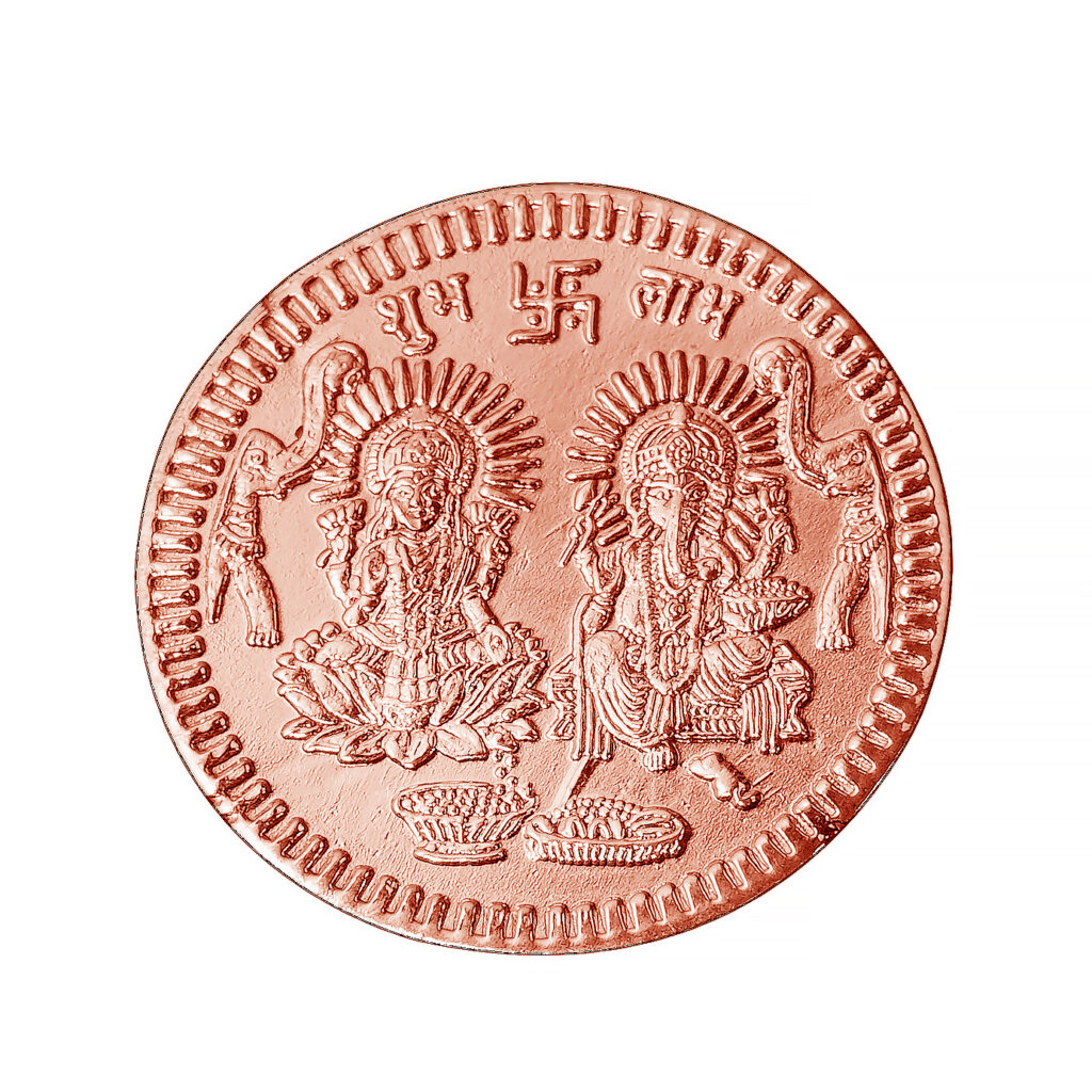 LAXMI JI, GANESH JI SHUB-LABH, SWASTIK COPPER COIN WITH SRI SUKTAM FOR ...